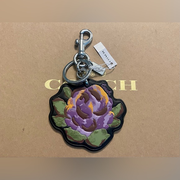 Coach | Accessories | Coach Leather Rose Keychain Key Fob Bag Charm ...